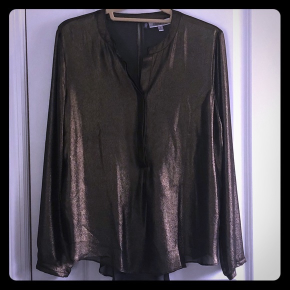 Jennifer Lopez | Tops | Bronze Metallic Sheer Blouse | Poshmark